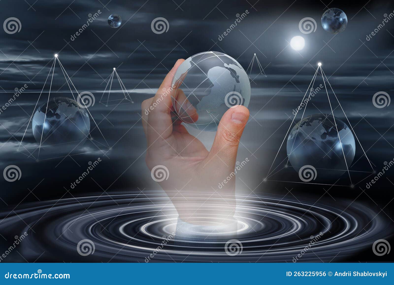 A Man Stands on the Planet in Front of a Big Question Mark. the Concept ...