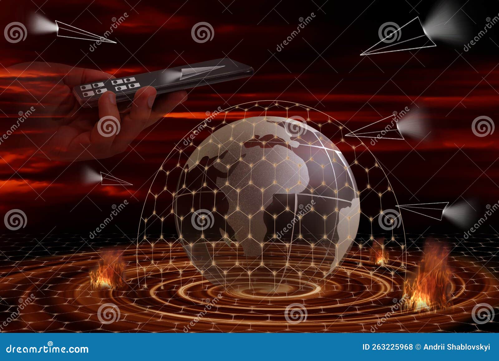 A Man Stands on the Planet in Front of a Big Question Mark. the Concept ...