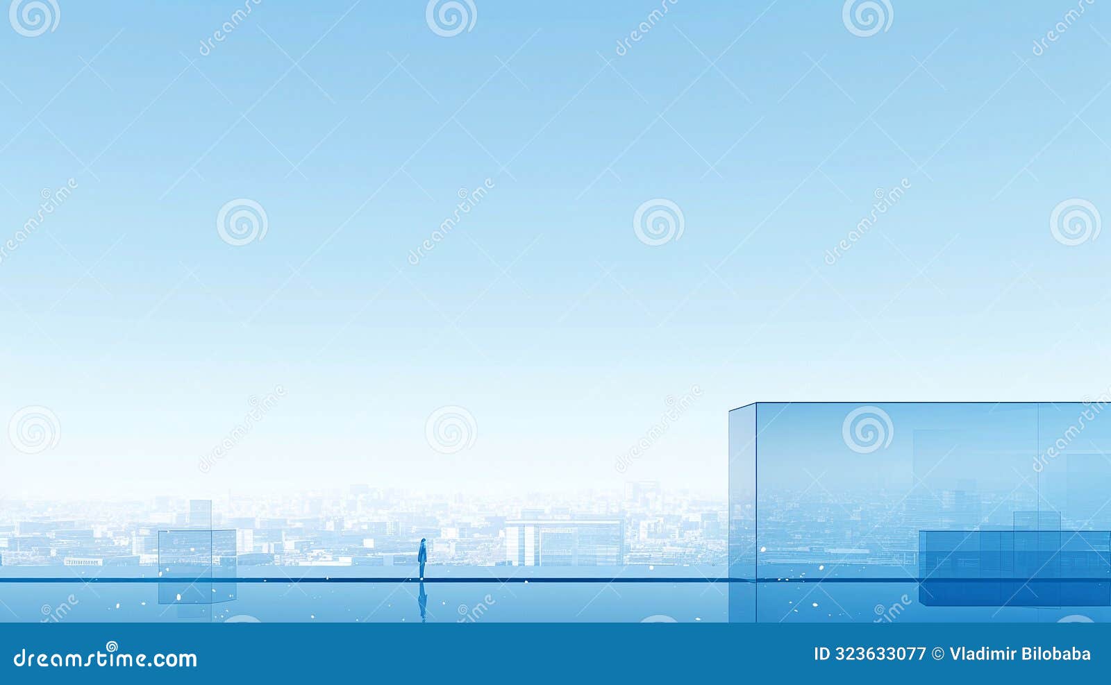 Man Standing on Rooftop with City View Stock Illustration ...