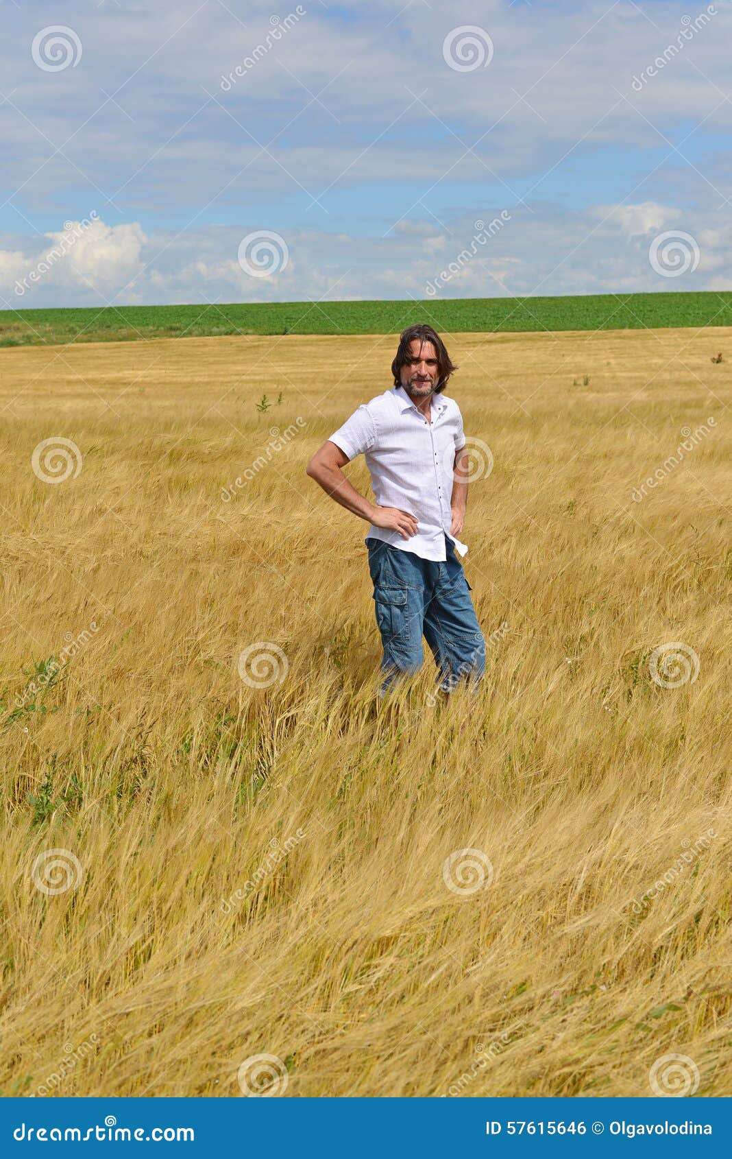 Man Stands on the Rye Field Stock Photo - Image of rural, person: 57615646
