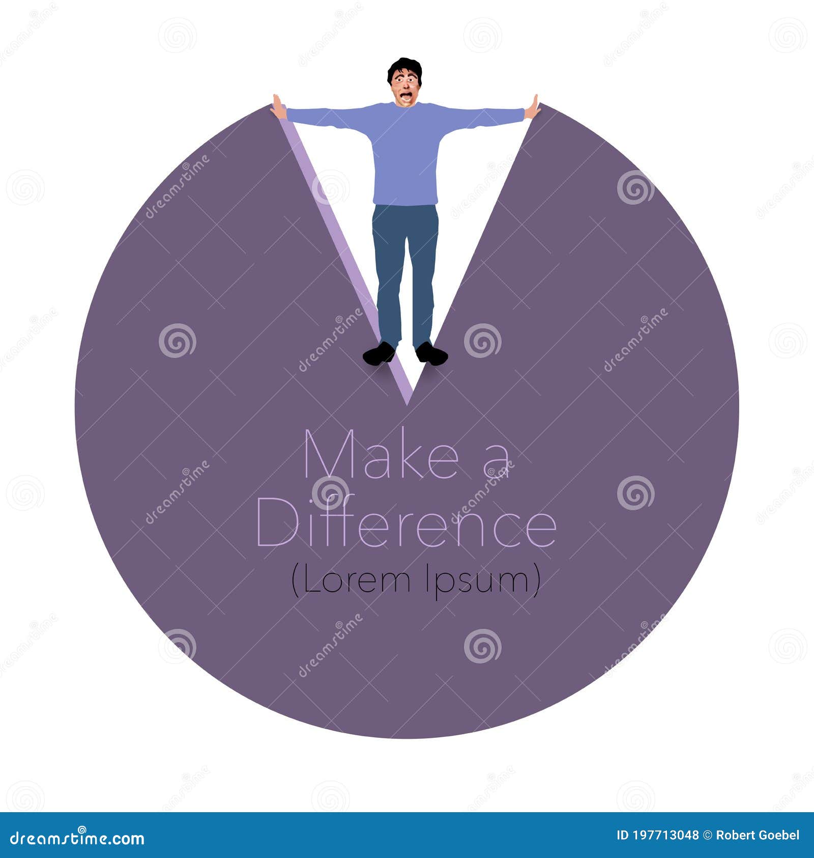 A Man Stands in a Slice of a Pie Chart To Make a Difference in the ...