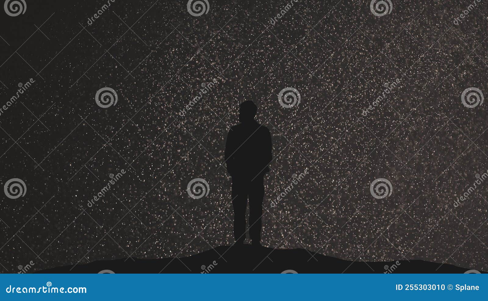 The Man Stands on a Starry Sky Background. Stock Photo - Image of grain ...