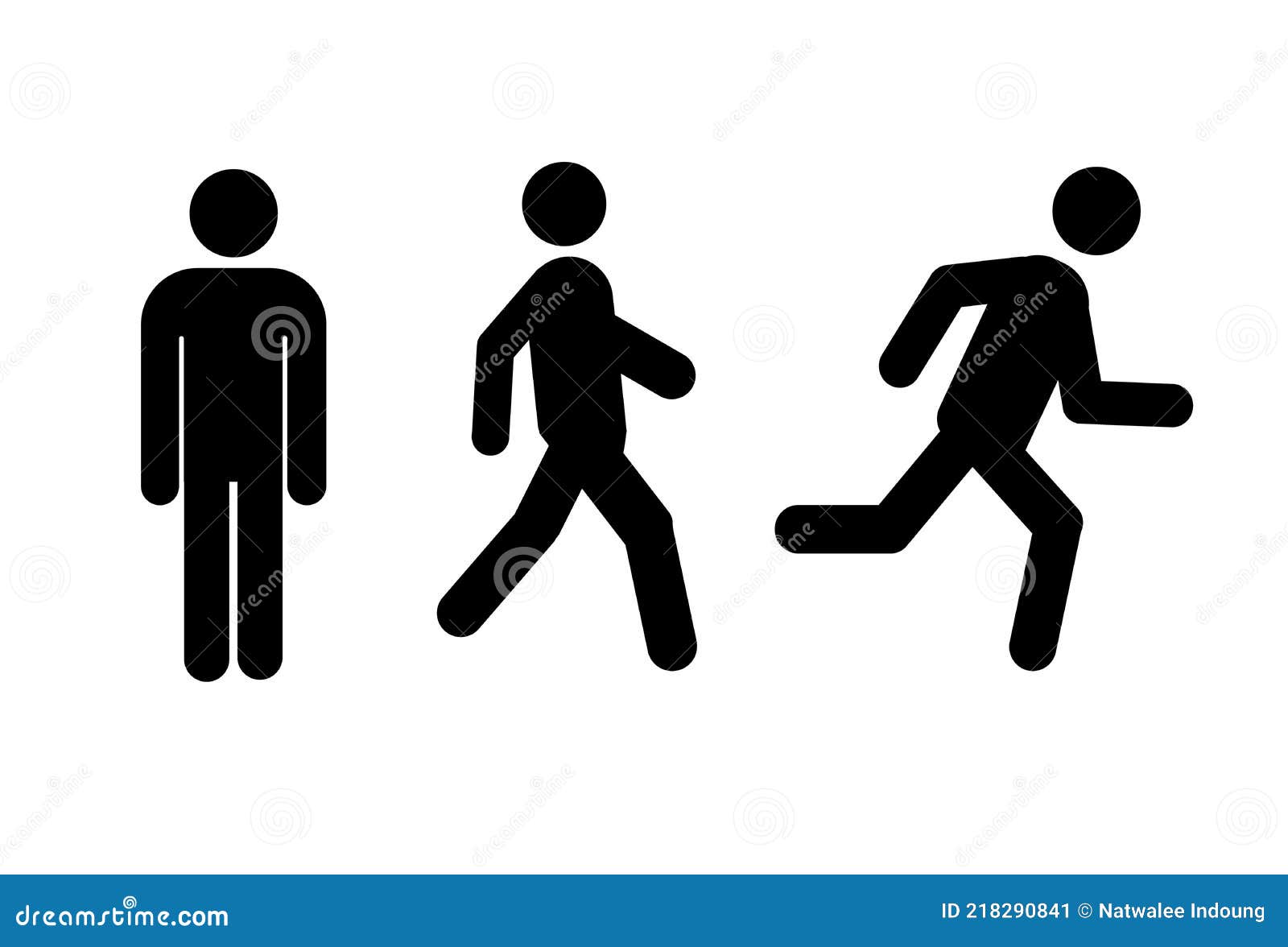 Man Stands, Walk and Run Icon Set . People Symbol Stock Vector ...