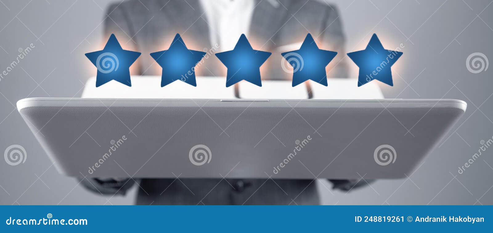 Man with a 5 Star. Service Rating Stock Image - Image of business ...