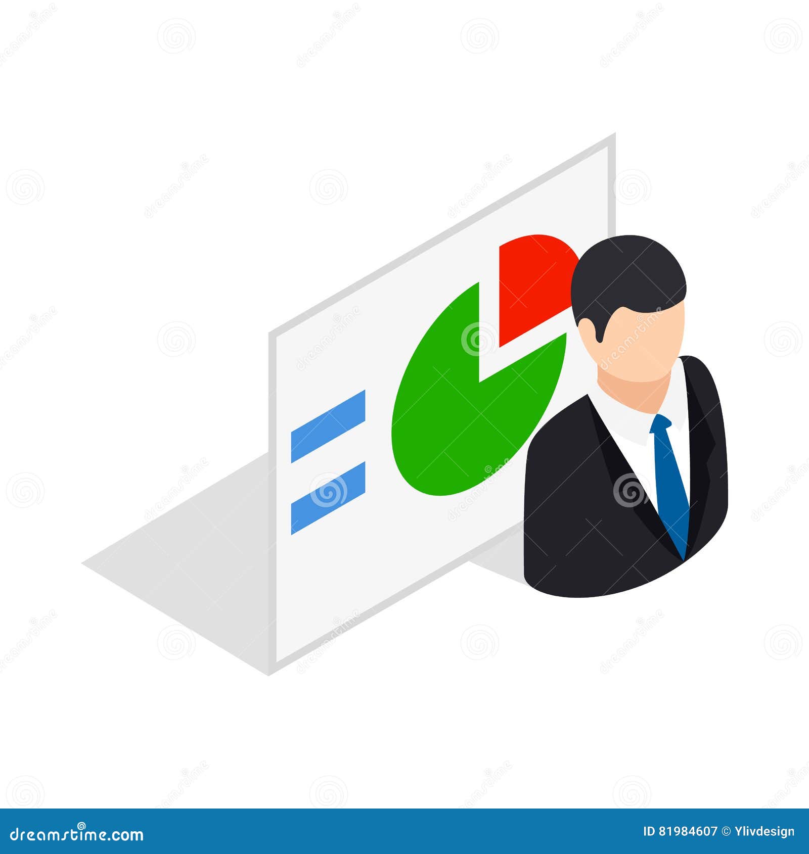 Man and Statistics Icon, Isometric 3d Style Stock Vector - Illustration ...