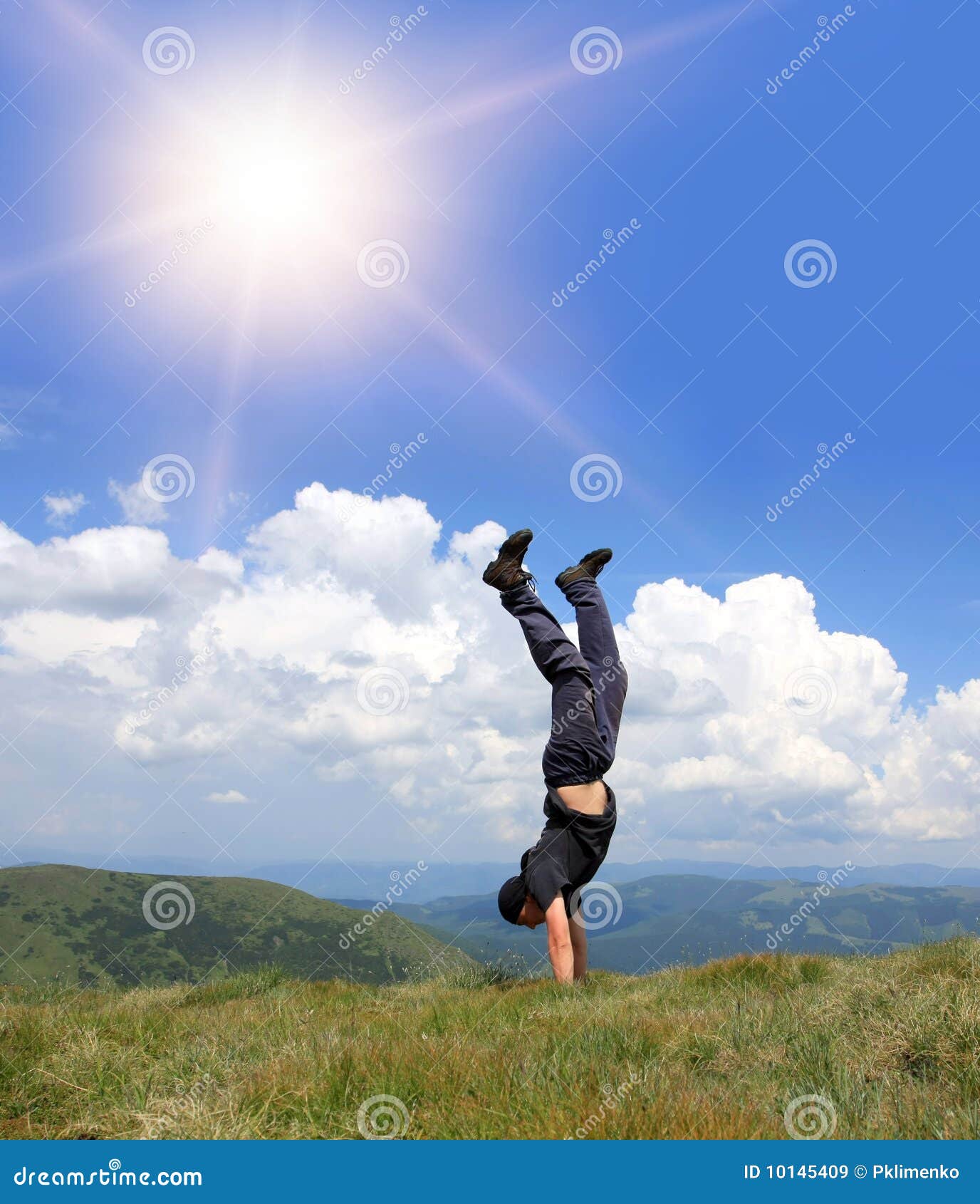 Man stay head over heels stock image. Image of rays, head - 10145409