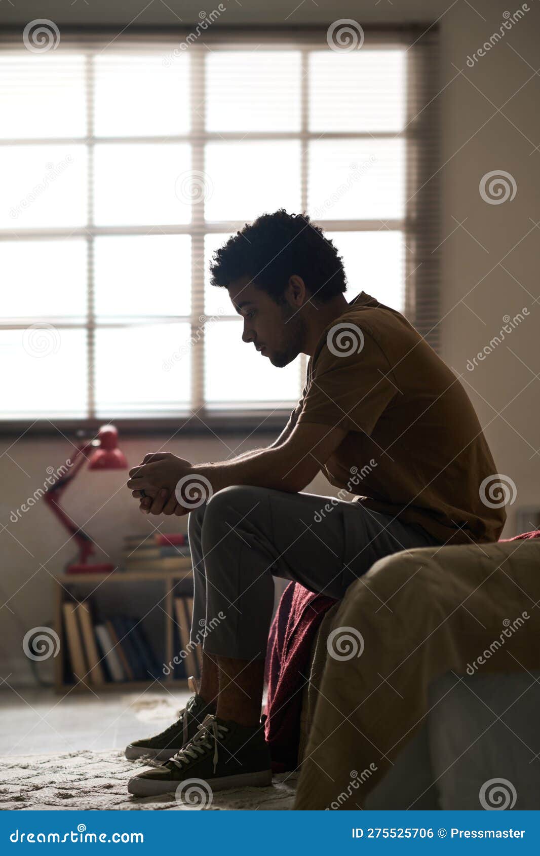Man Staying Alone with His Thoughts Stock Photo - Image of emotion ...