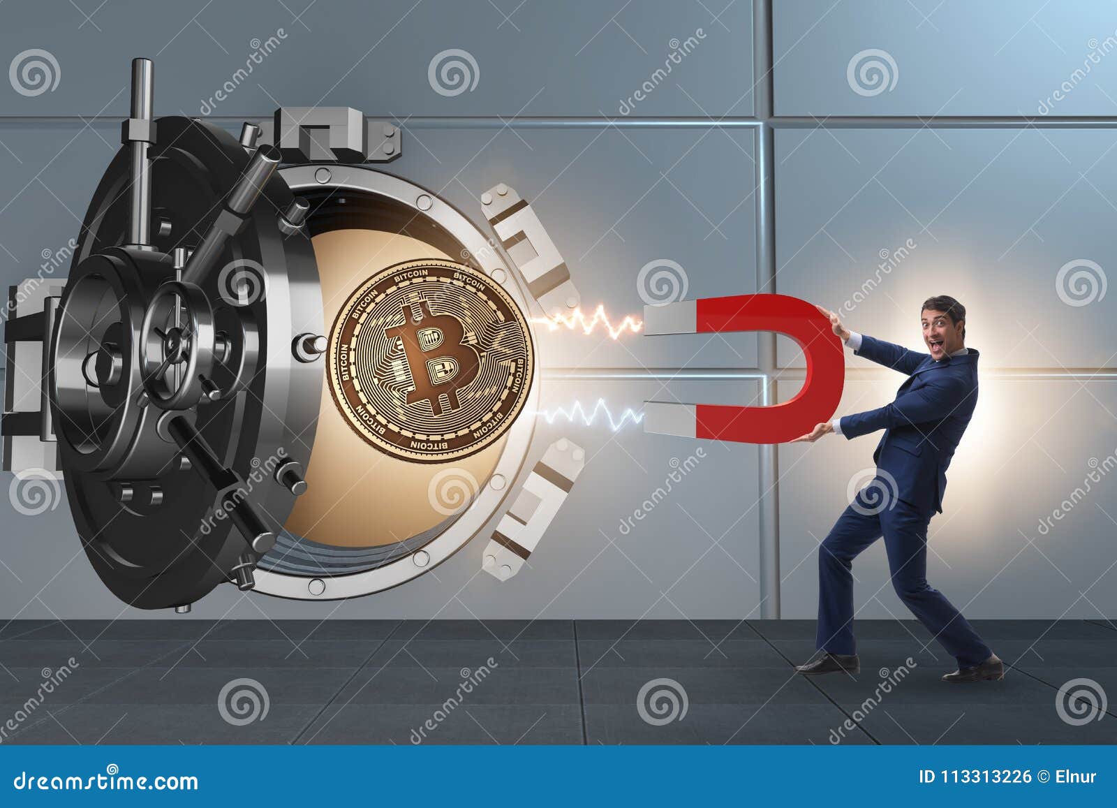 The Man Stealing Bitcoin from Bank Stock Photo - Image of crypto ...
