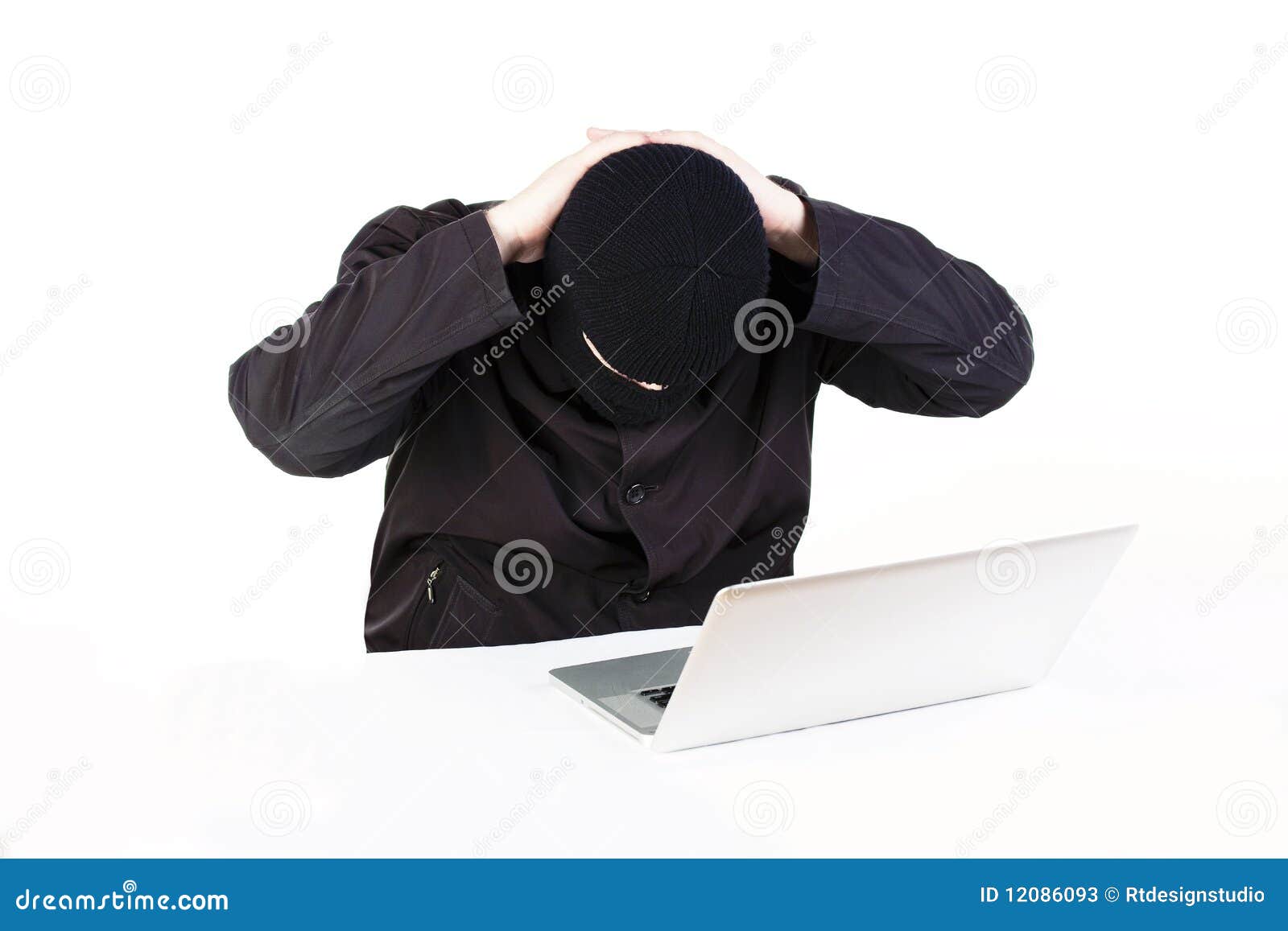 Man Stealing Data from a Laptop Stock Image - Image of concentration ...