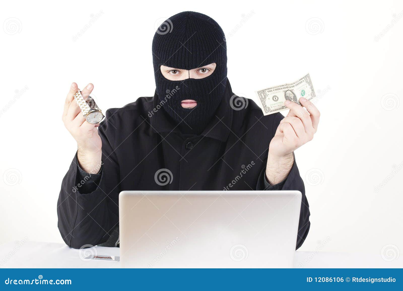 Man Stealing Data from a Laptop Stock Photo - Image of concentration ...