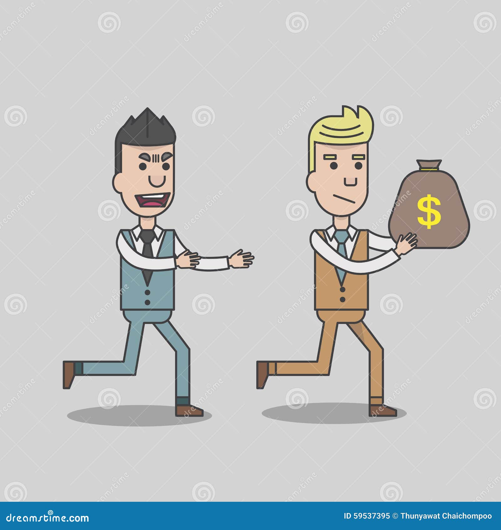 A Man Stealing Money from Business Man Stock Vector - Illustration of ...