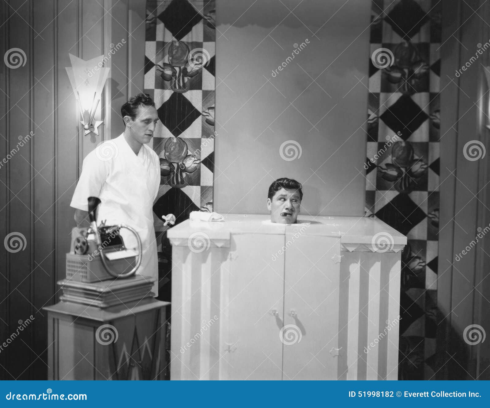 Man in Steam Bath with Assistant and Dictaphone Stock Photo - Image of ...