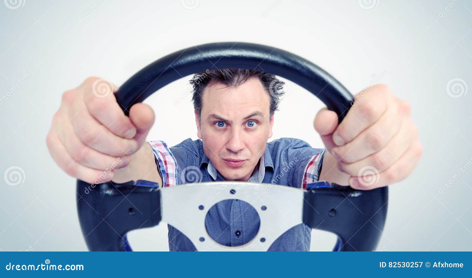 Man with a Steering Wheel, Front View. Driver Car Concept Stock Image ...
