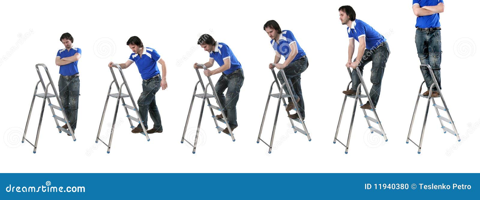 Man at step-ladders stock photo. Image of equipment, male - 11940380