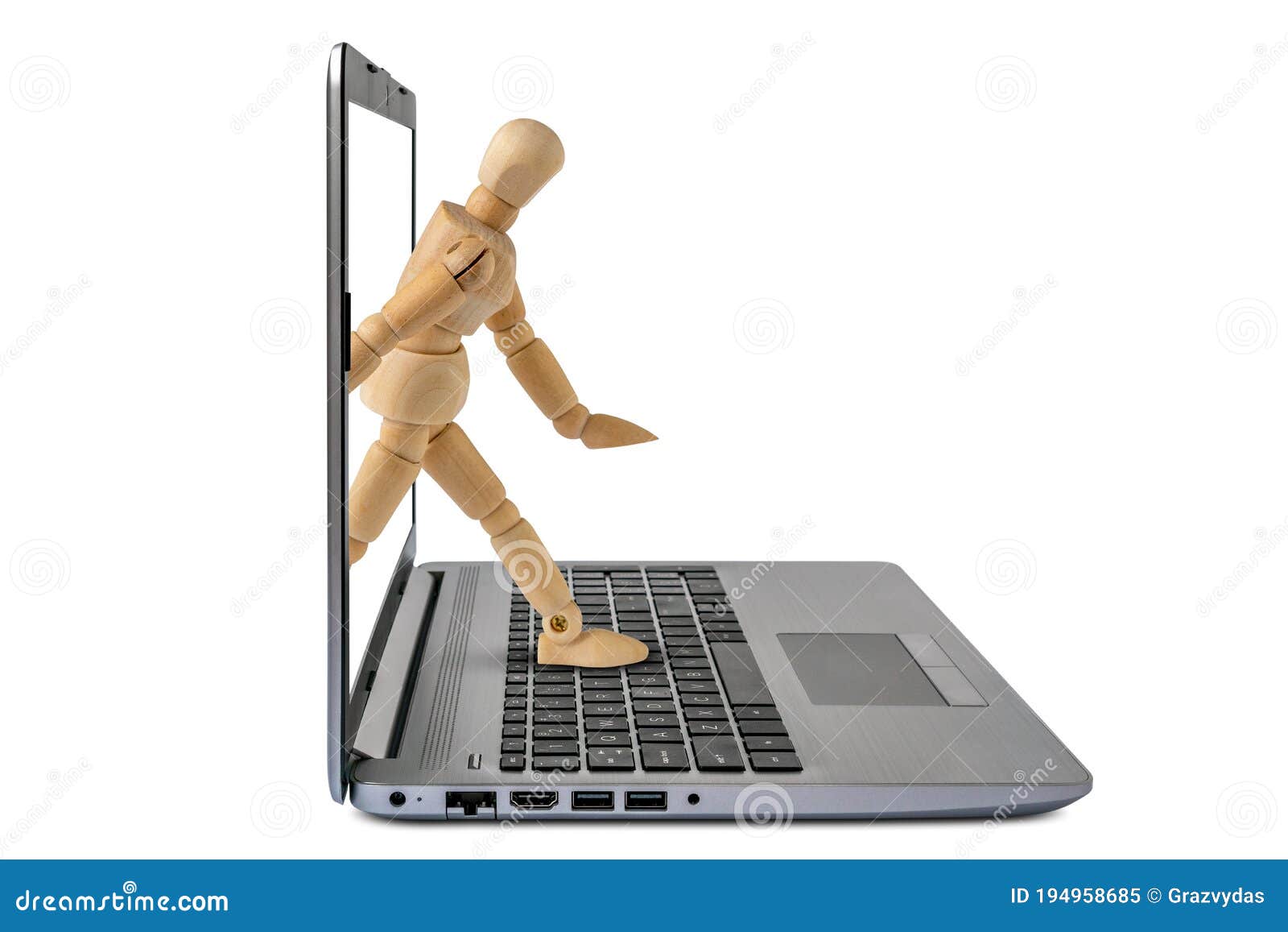 Man Steping Out of Laptop Computer Screen Stock Image - Image of ...