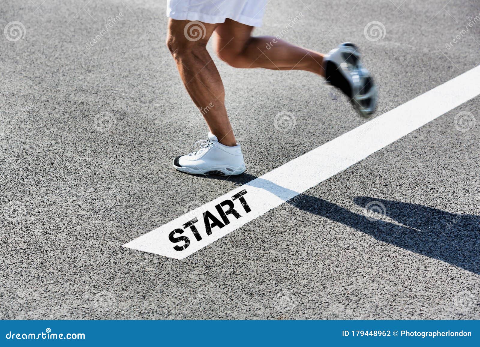 Man Stepping on Starting Line Stock Photo - Image of goal, model: 179448962