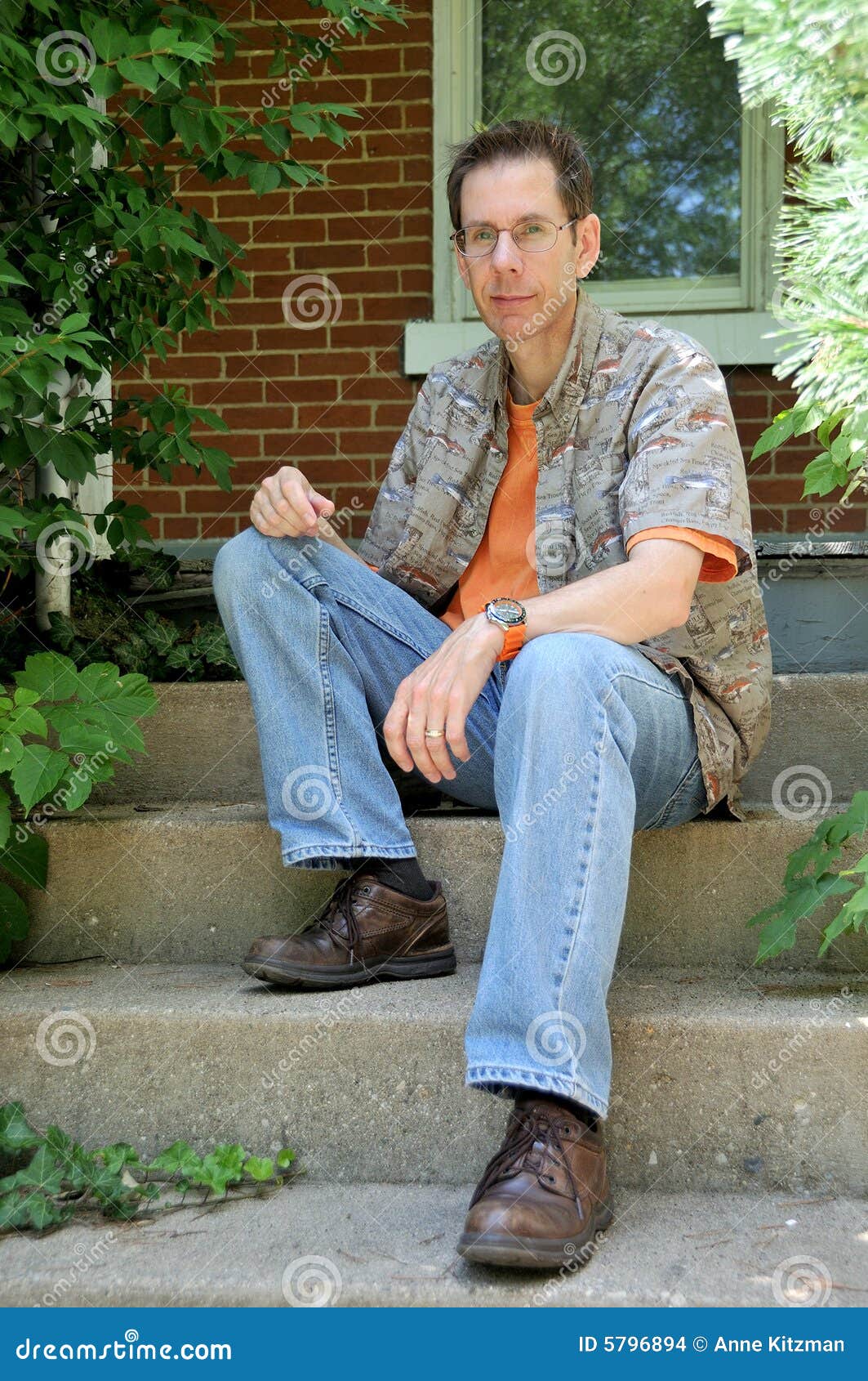Man on the Steps stock photo. Image of husband, shirt - 5796894