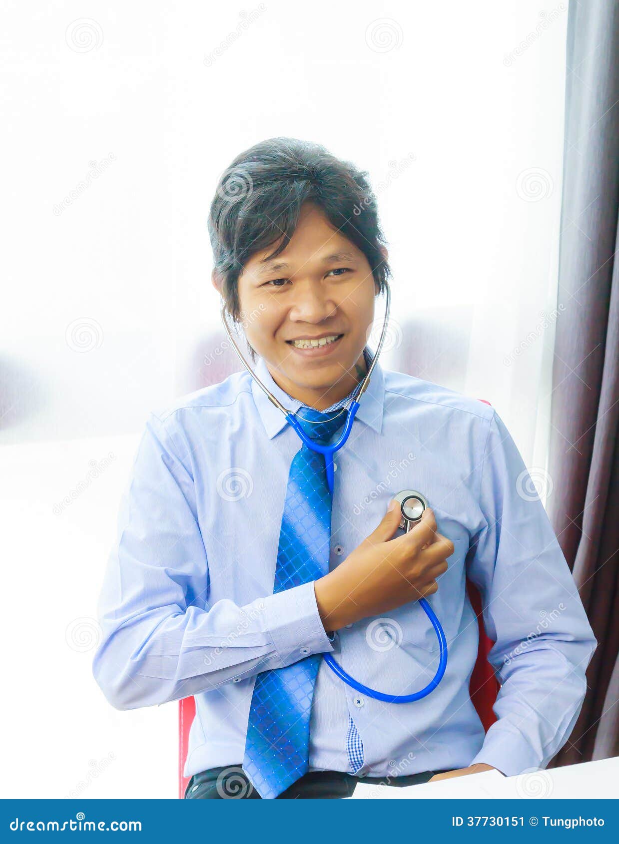 Man with Stethoscope Checking Himself Stock Image - Image of health ...