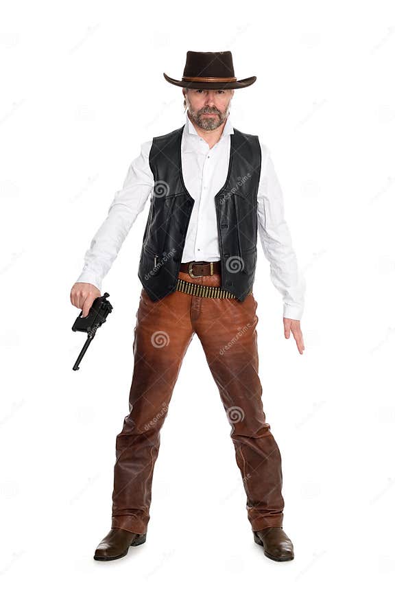 Man in stetson with gun stock image. Image of business - 25046805