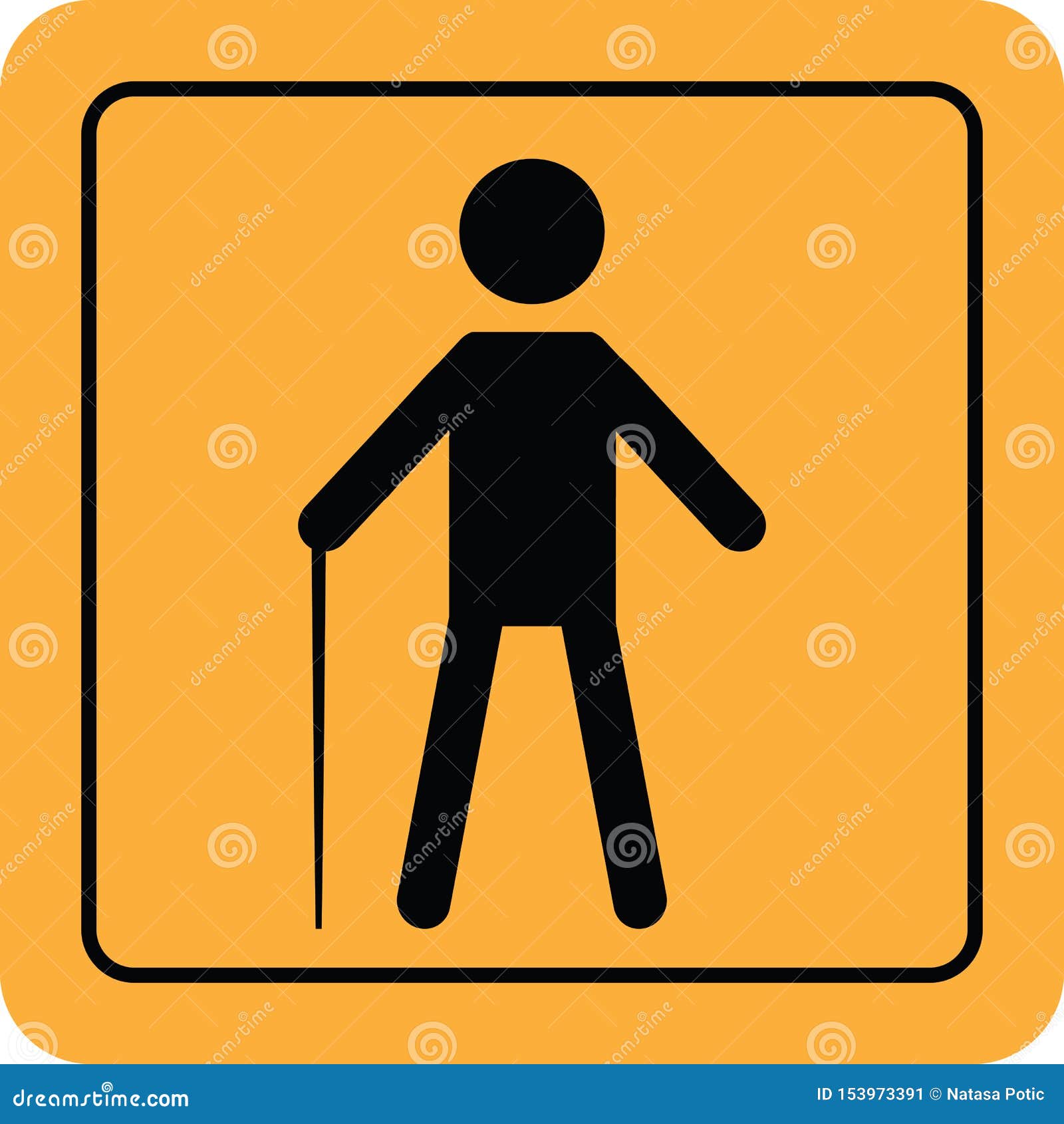 A man with a stick sign stock vector. Illustration of reserved - 153973391