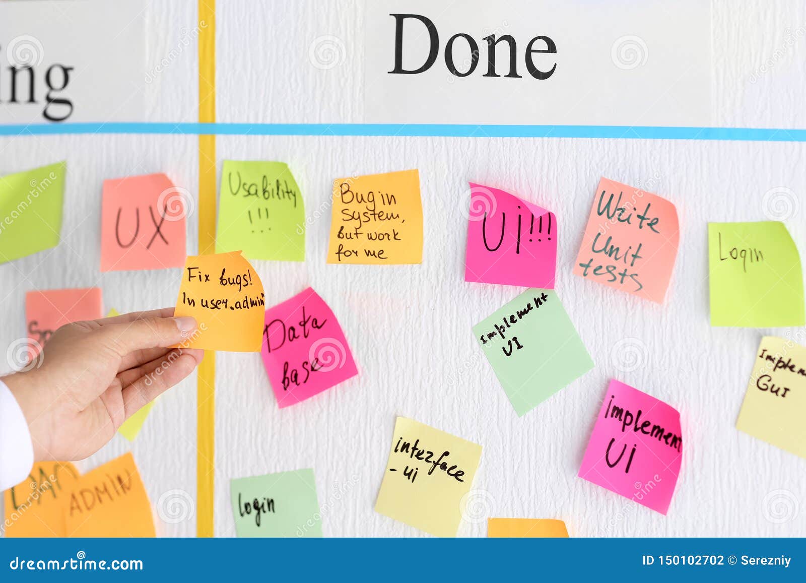 Man with Sticker Near Scrum Task Board in Office Stock Photo - Image of ...