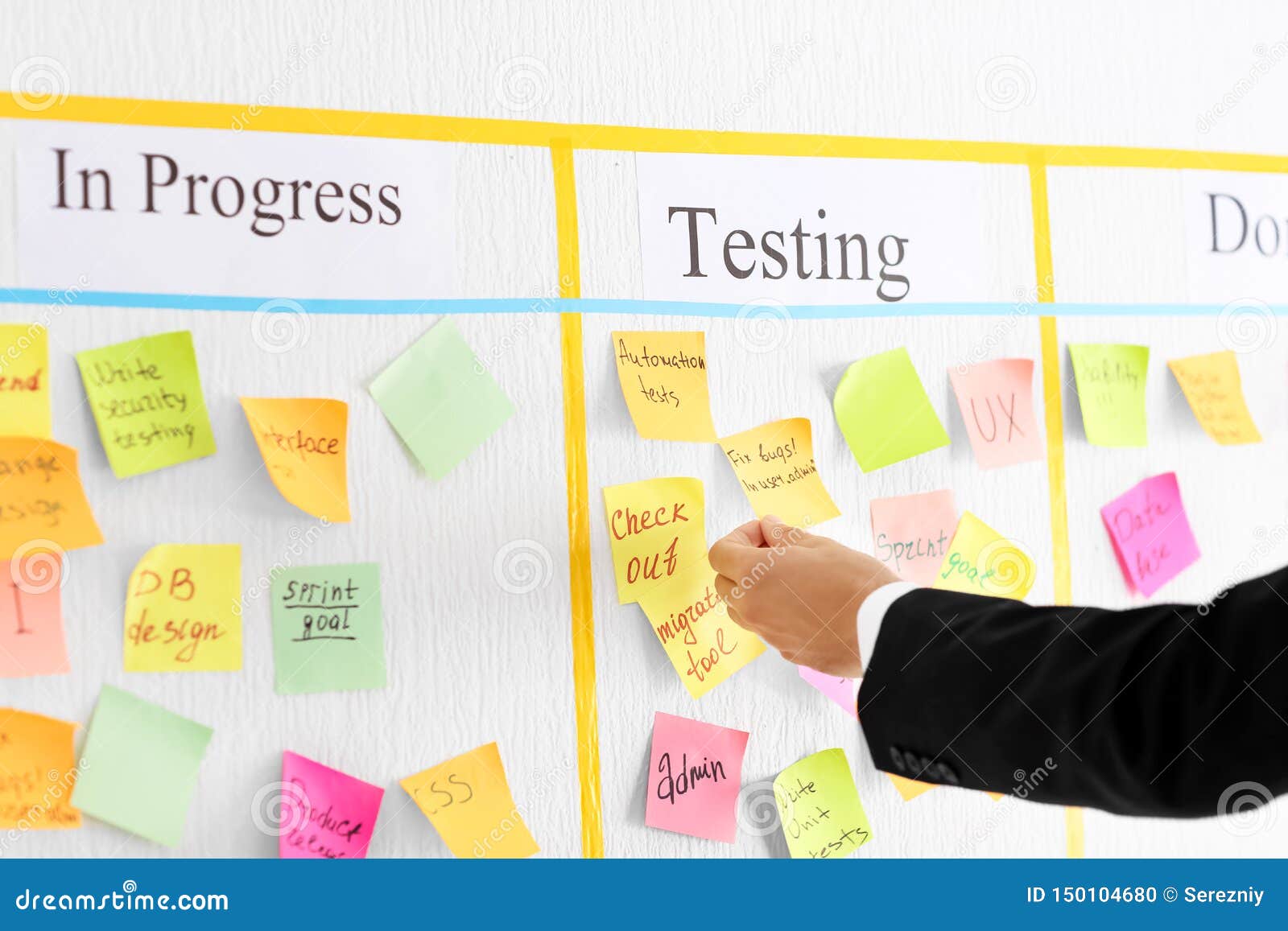 Man with Sticker Near Scrum Task Board in Office Stock Photo - Image of ...
