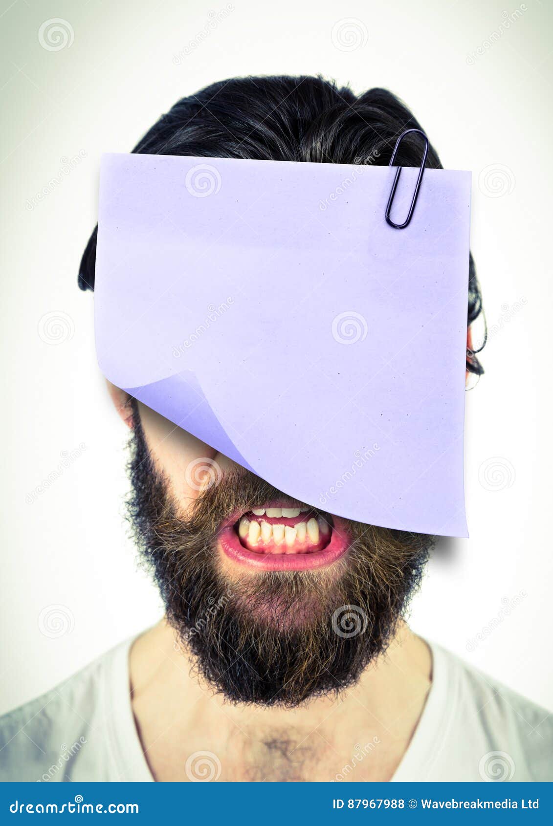 Man with a Sticky Note Attached To His Face Stock Photo - Image of copy ...