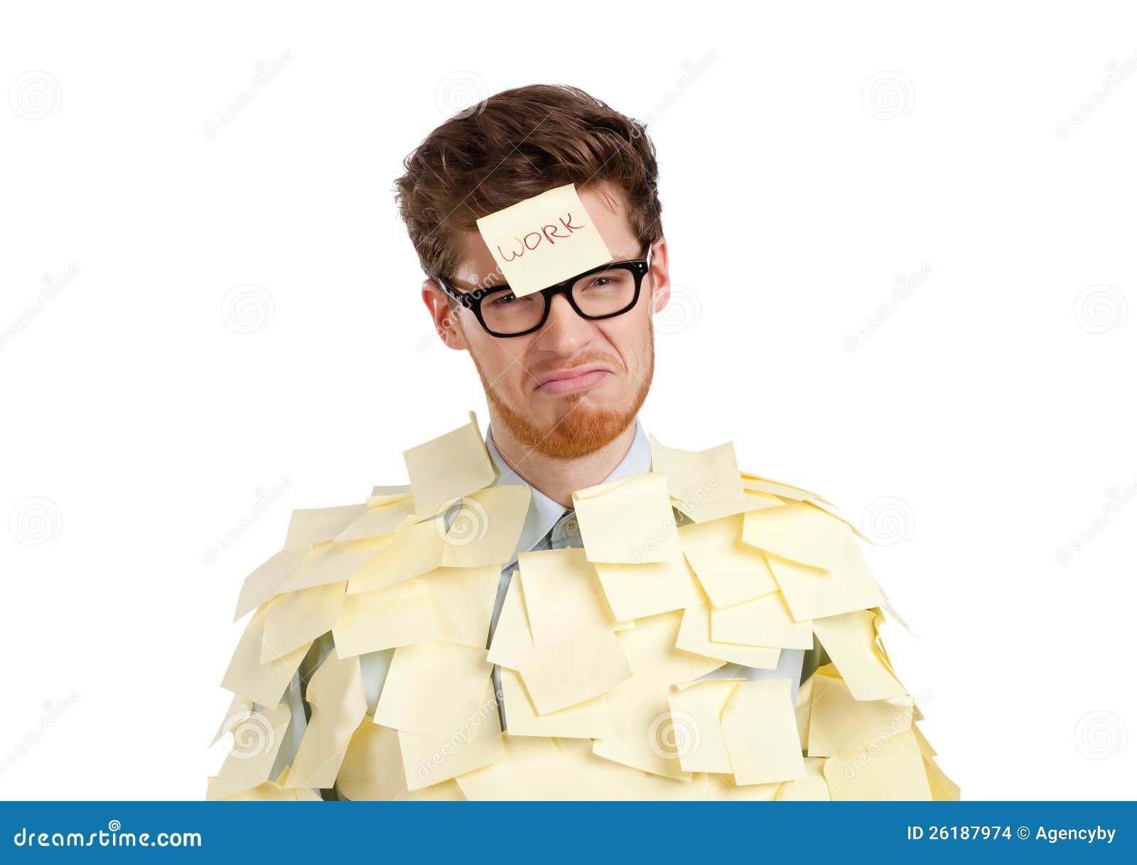 Man With A Sticky Note On His Face Stock Photo - Image of face, closeup ...