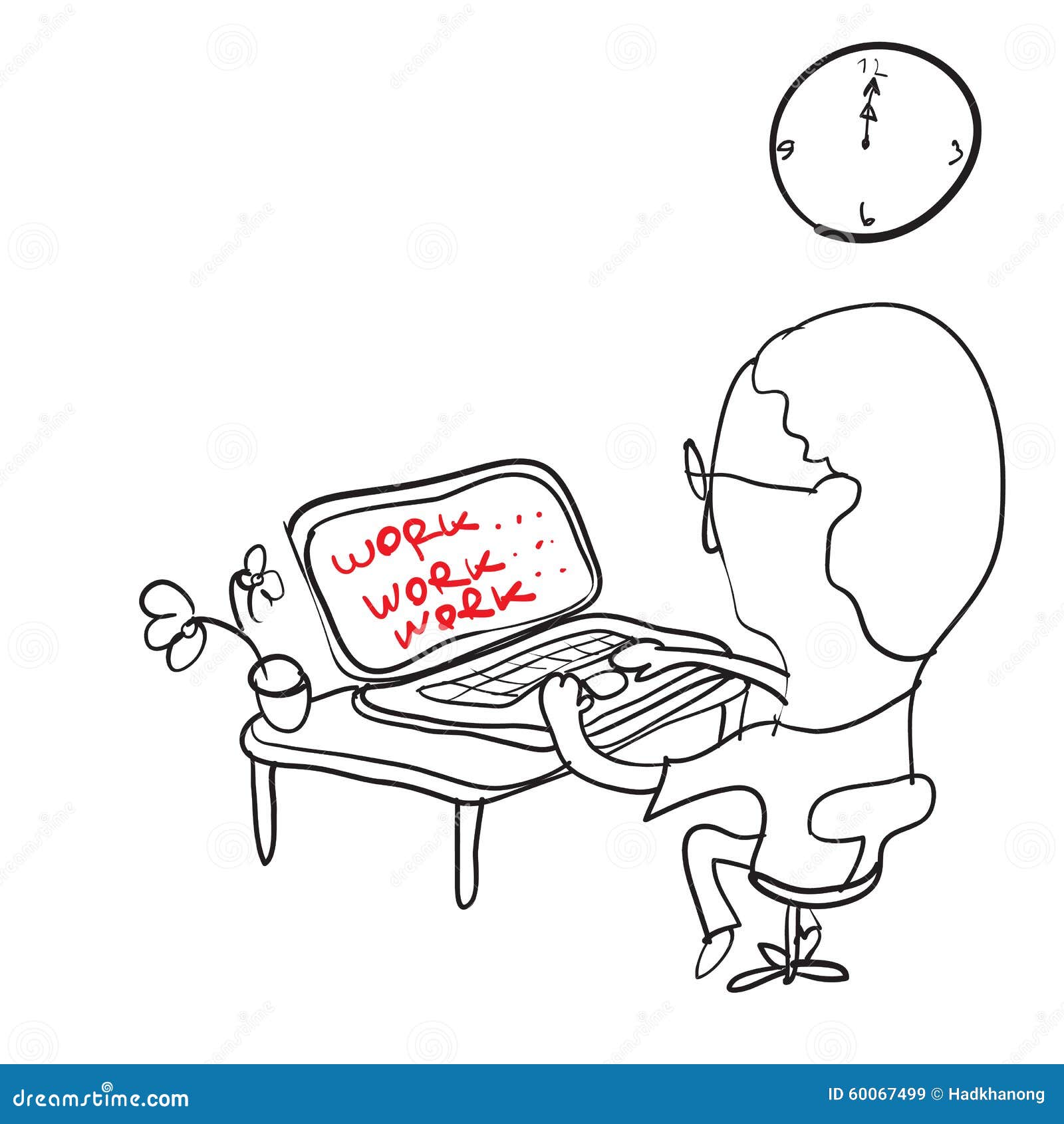 Man Still Working Hardly By Using Laptop Cartoon Vector | CartoonDealer ...
