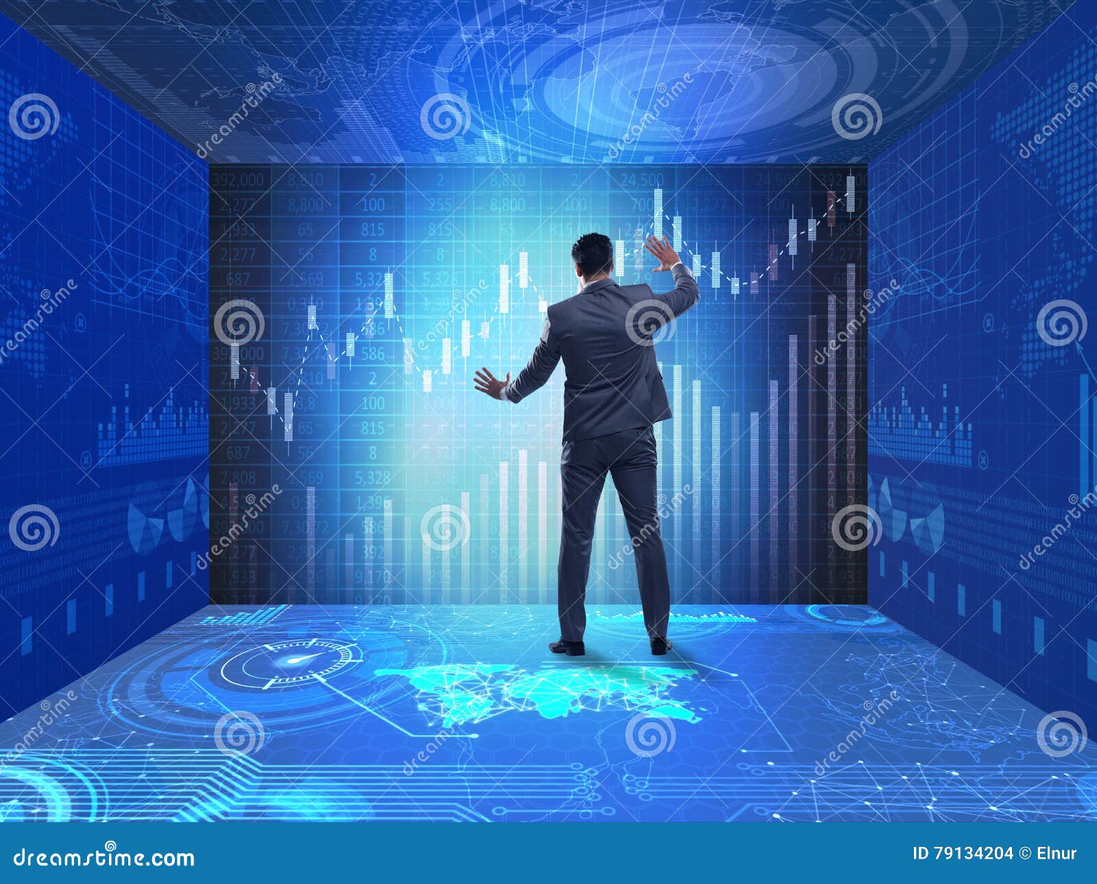 The Man in Stock Exchange Trading Concept Stock Illustration ...
