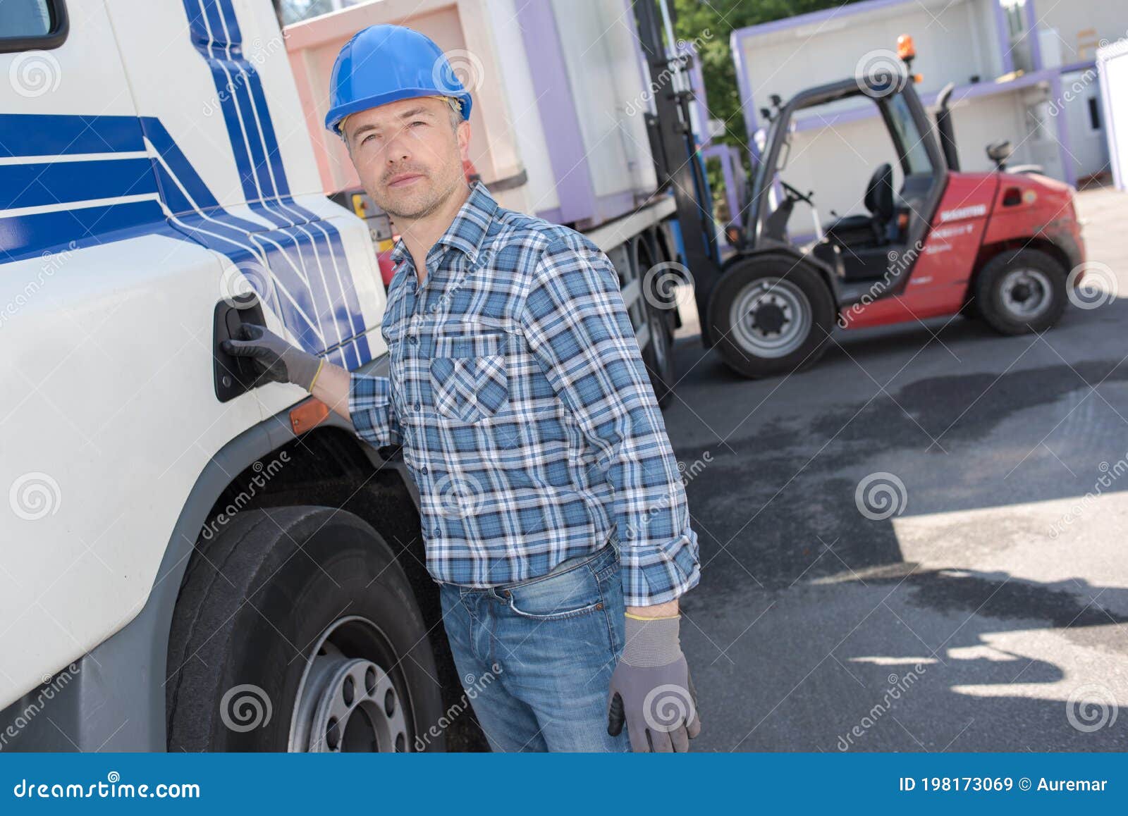 Truck Driver Workman Standing Next To Truck Stock Photos - Free ...