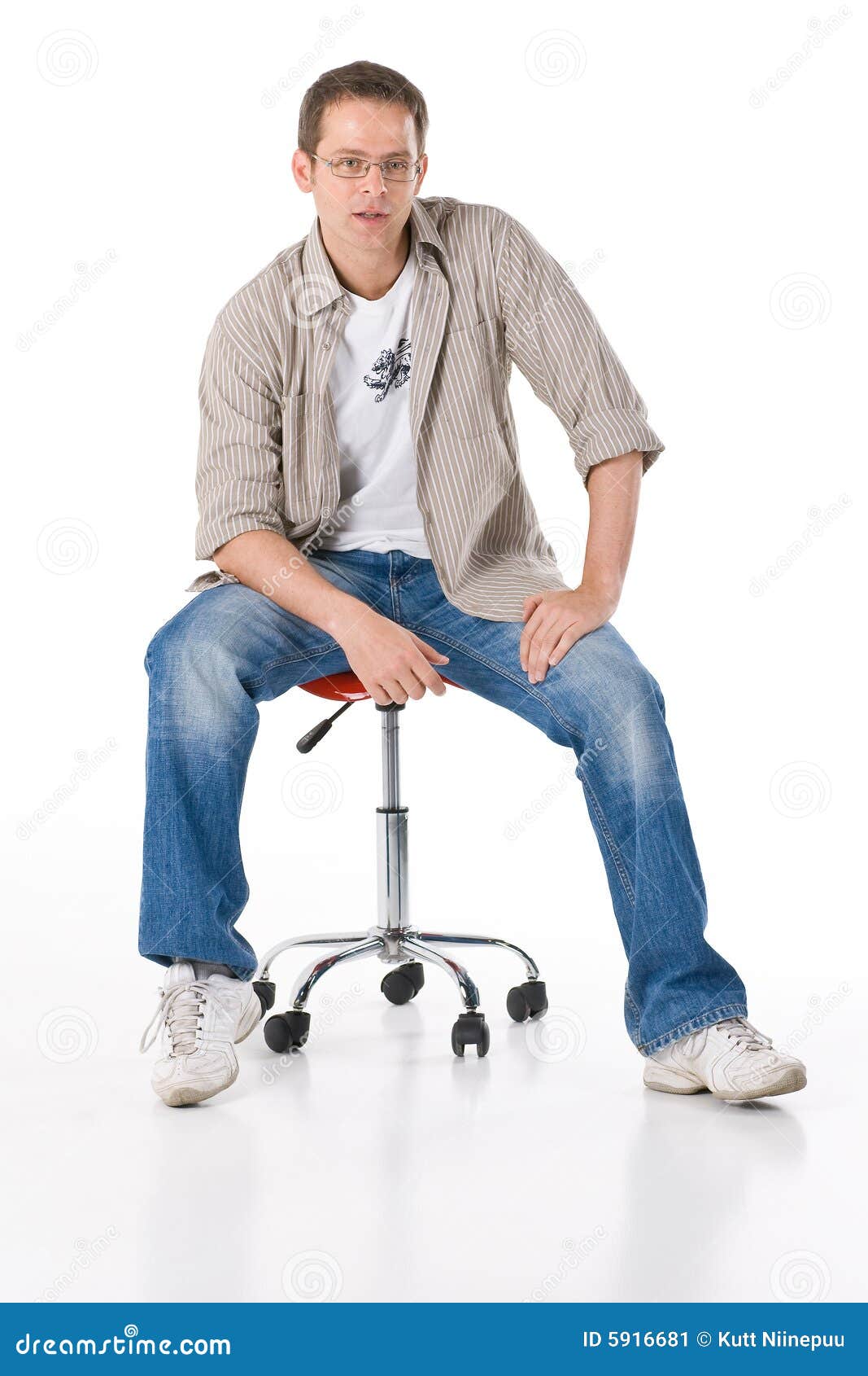 Man on stool stock image. Image of wheels, casual, isolated - 5916681