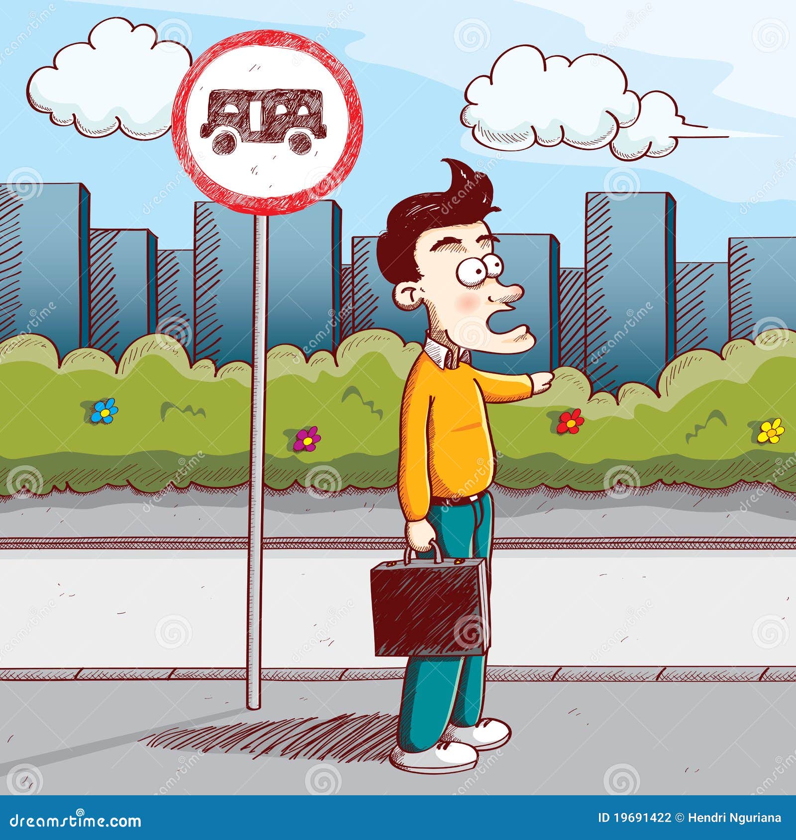 Man Stop the Bus stock vector. Illustration of painting - 19691422