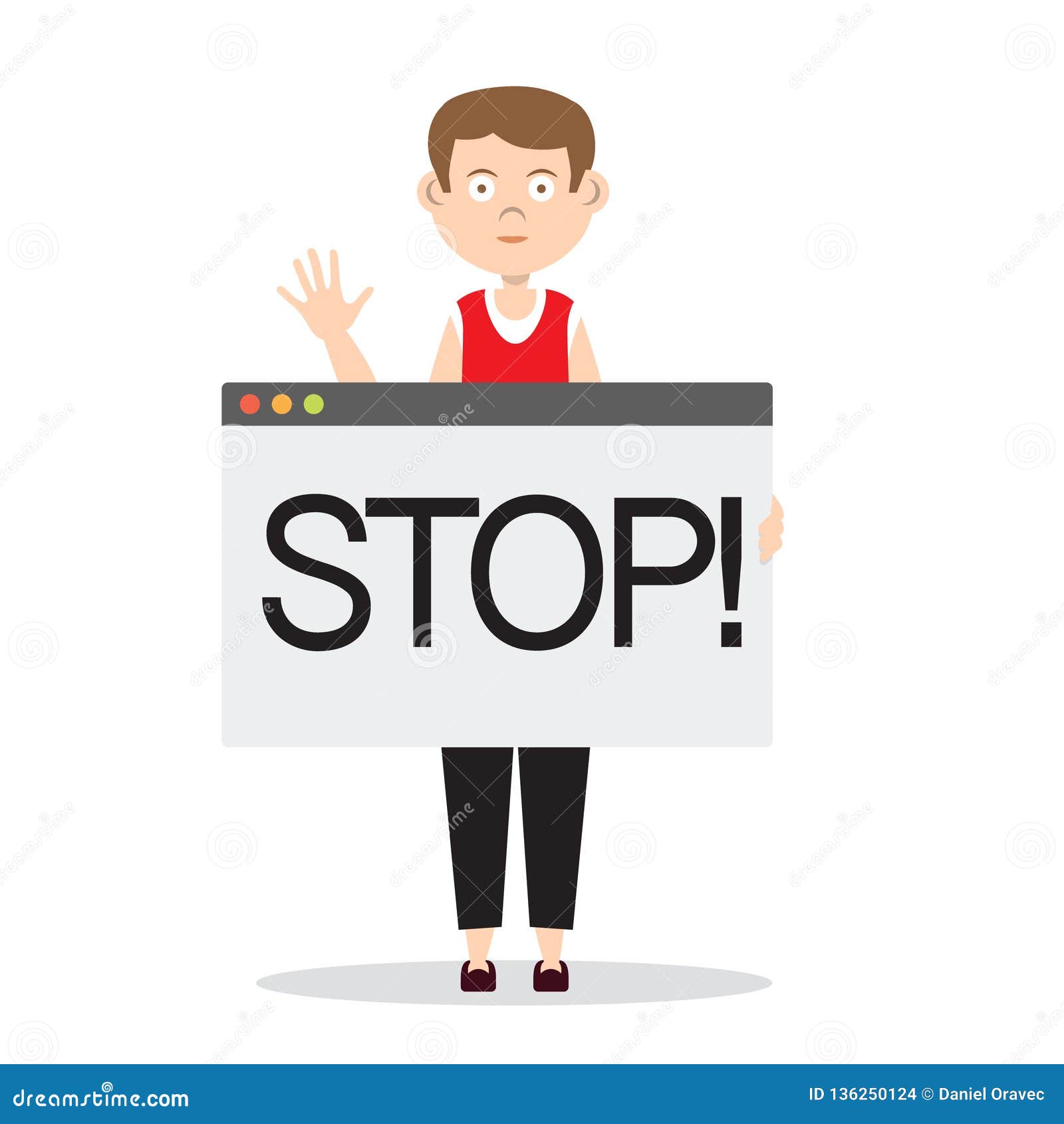 Man with Stop Sign Vector Illustration Stock Vector - Illustration of ...