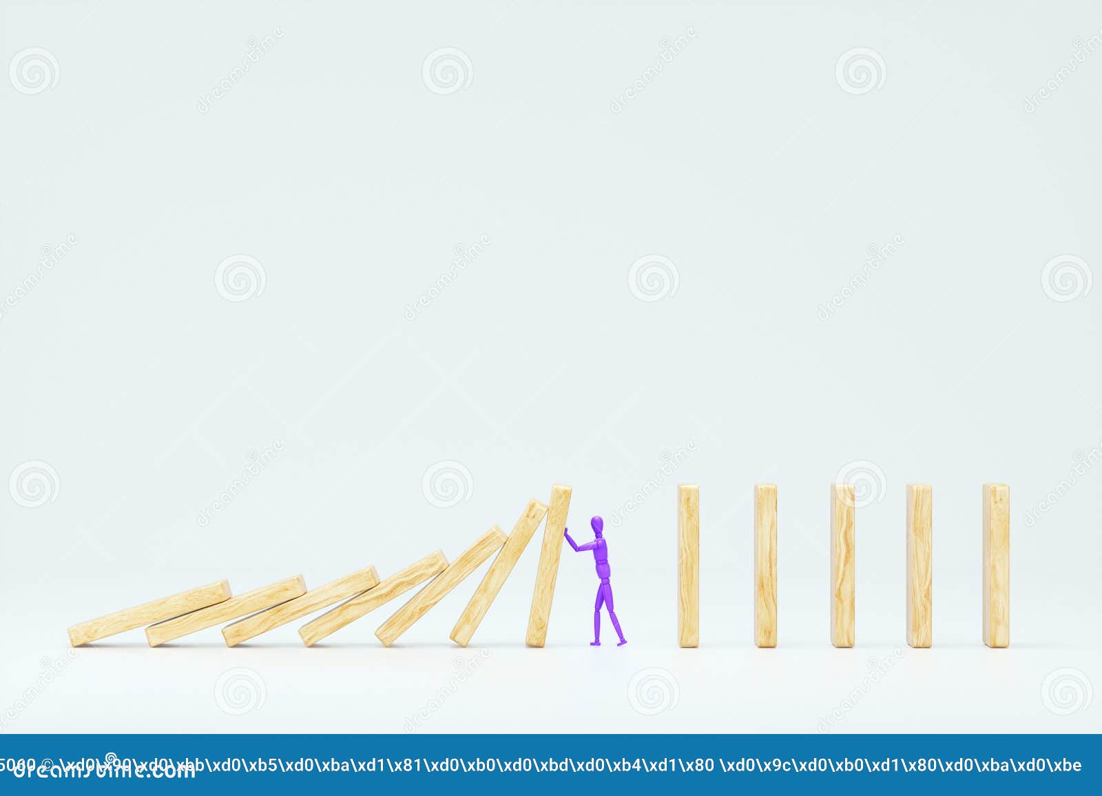 Man Stopped The Falling Domino Effect Stop The Chain Reaction