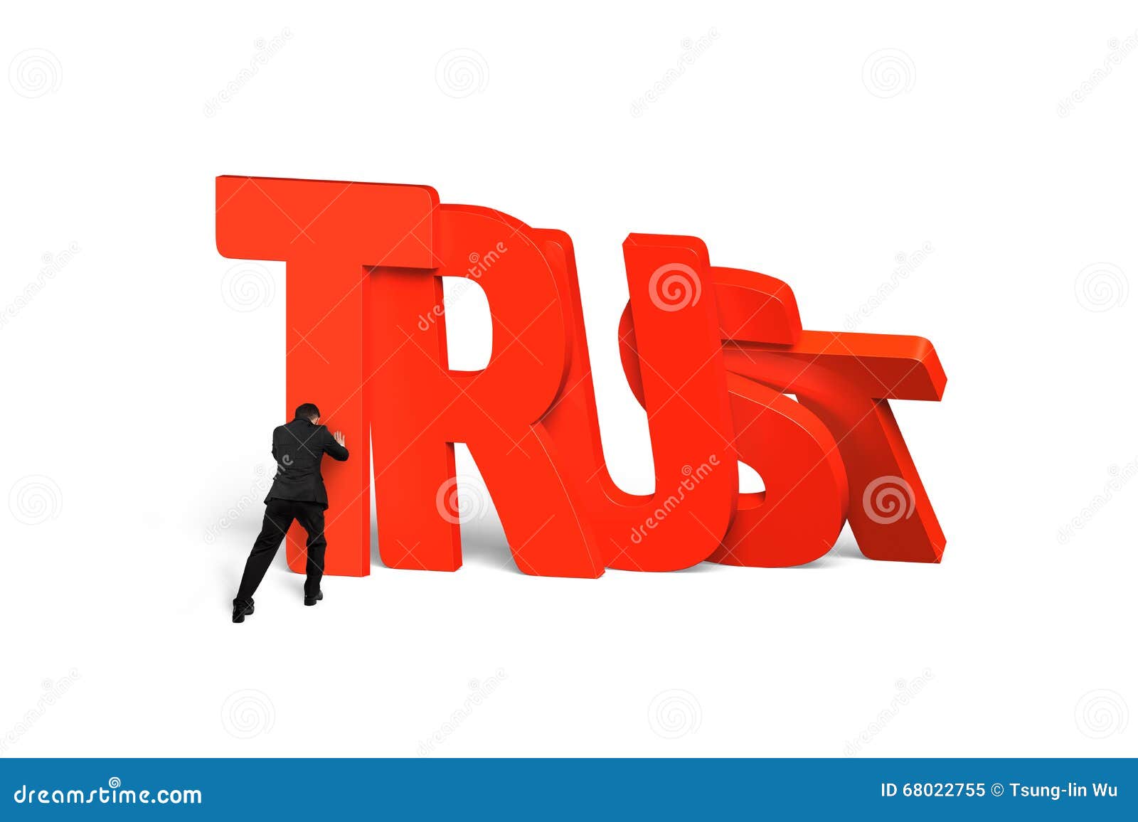 Man Stopping Red Trust Word Dominoes Falling Stock Image - Image of ...