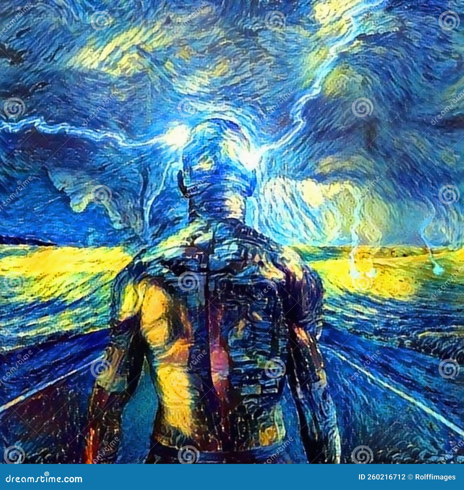 Man in storm stock illustration. Illustration of stand - 260216712