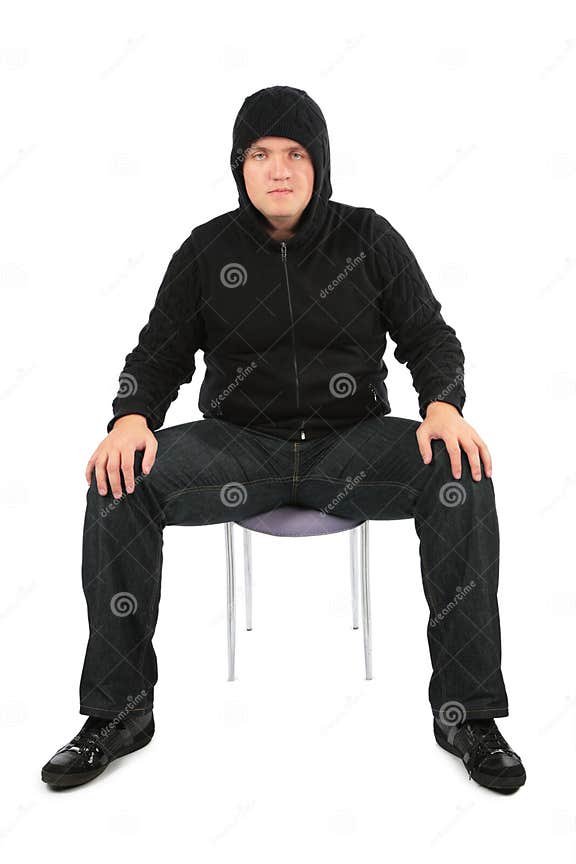 Man is Strained, Sits on a Chair Stock Image - Image of years, foot ...