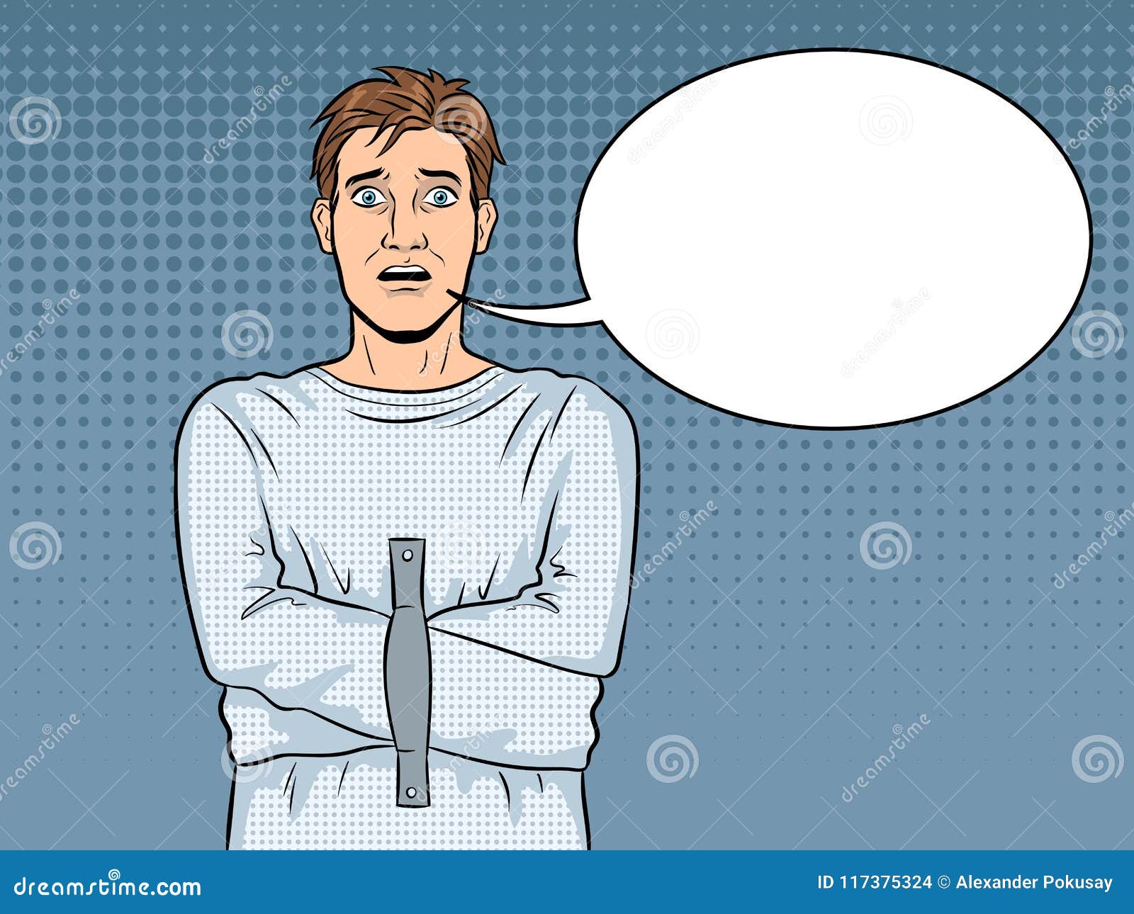 Man in Straitjacket Pop Art Vector Illustration Stock Vector ...