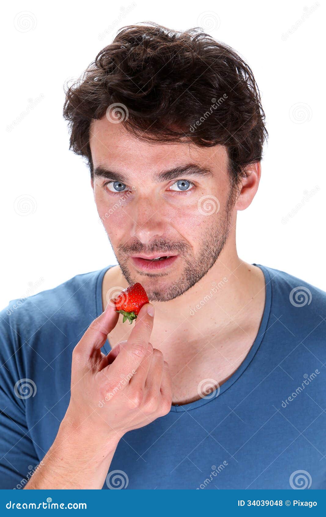 Man with strawberries stock photo. Image of tender, strawberry - 34039048