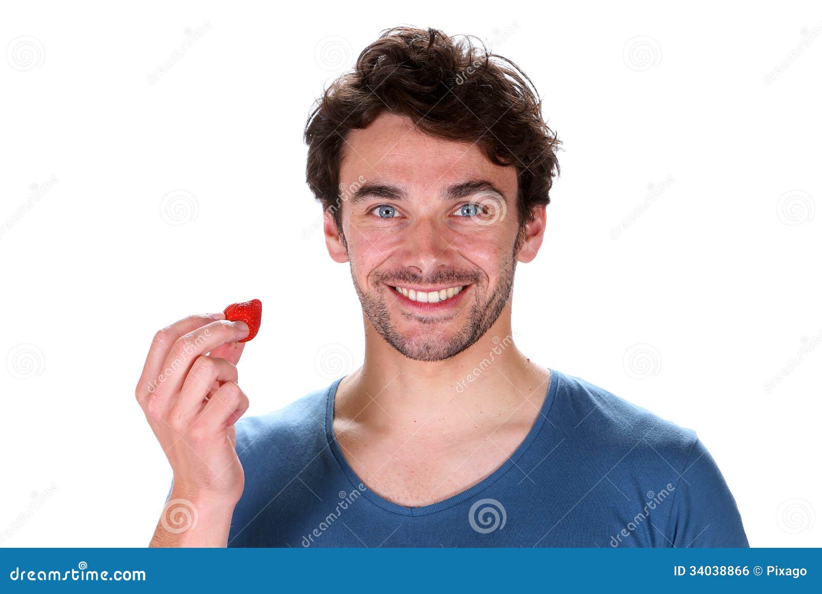 Man with strawberries stock photo. Image of berry, look - 34038866