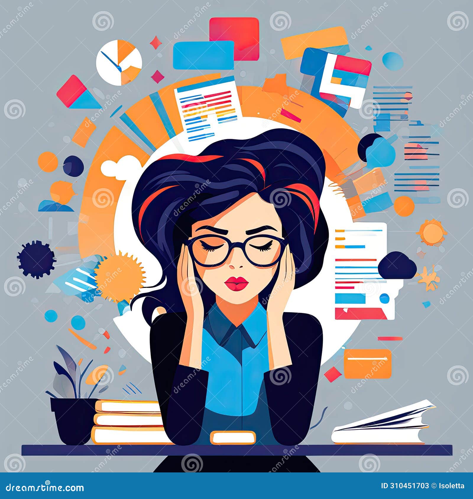 Man in Stress. Many Problems, Deadline, Overload, Multitasking Concept ...