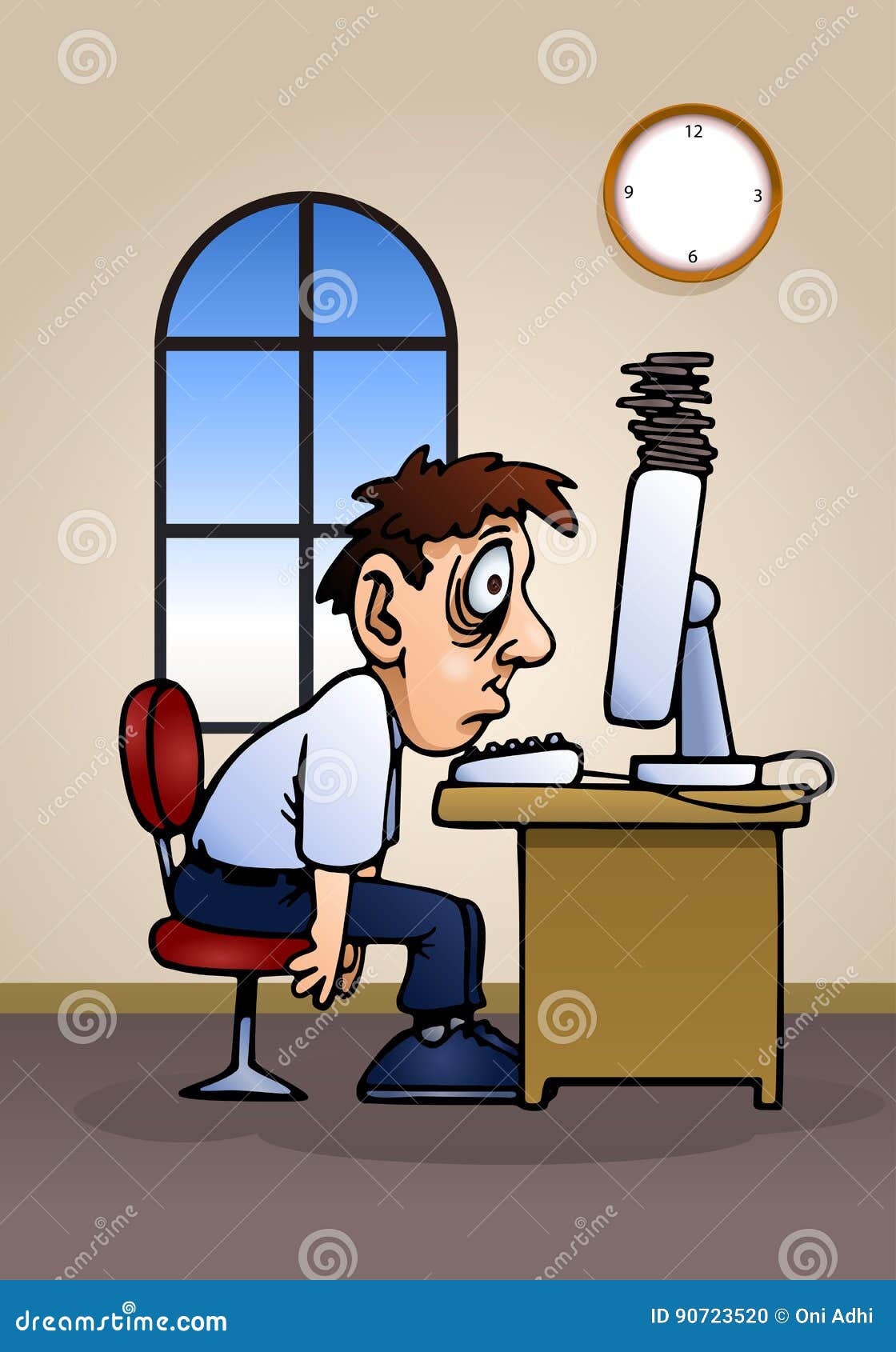 Stressed Man At Computer