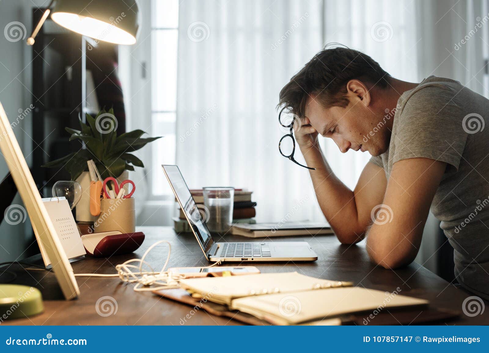 Man Stressed while Working on Laptop Stock Image - Image of laptop ...
