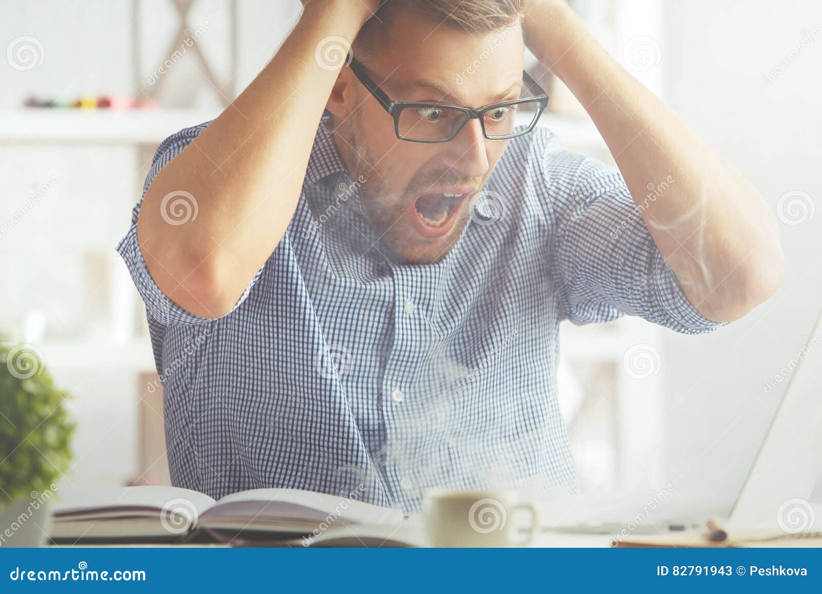 Man Stressing Over Unsaved Data Stock Image - Image of internet, coffee ...