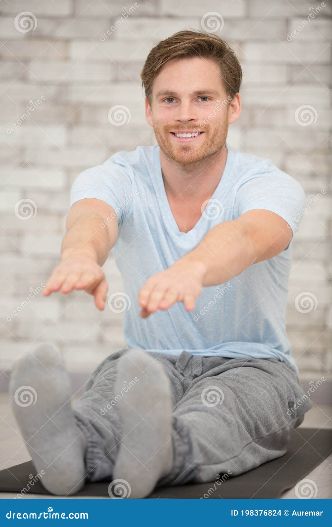 Man and Stretch Body Exercise Concept Stock Photo - Image of flexing ...