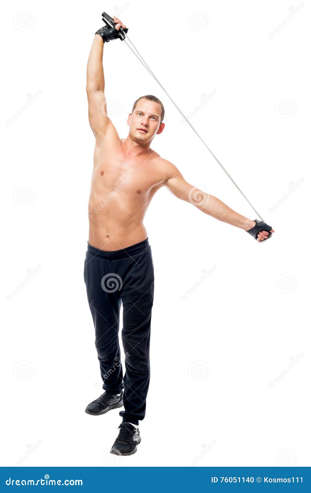 Man Stretches the Back Muscles Stock Photo - Image of rope, exercise ...