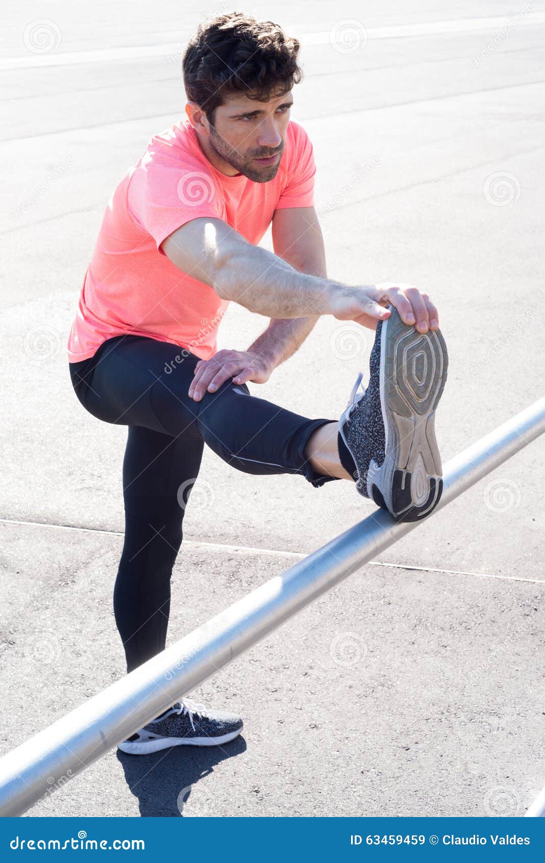 Man stretches the leg stock image. Image of person, muscular - 63459459