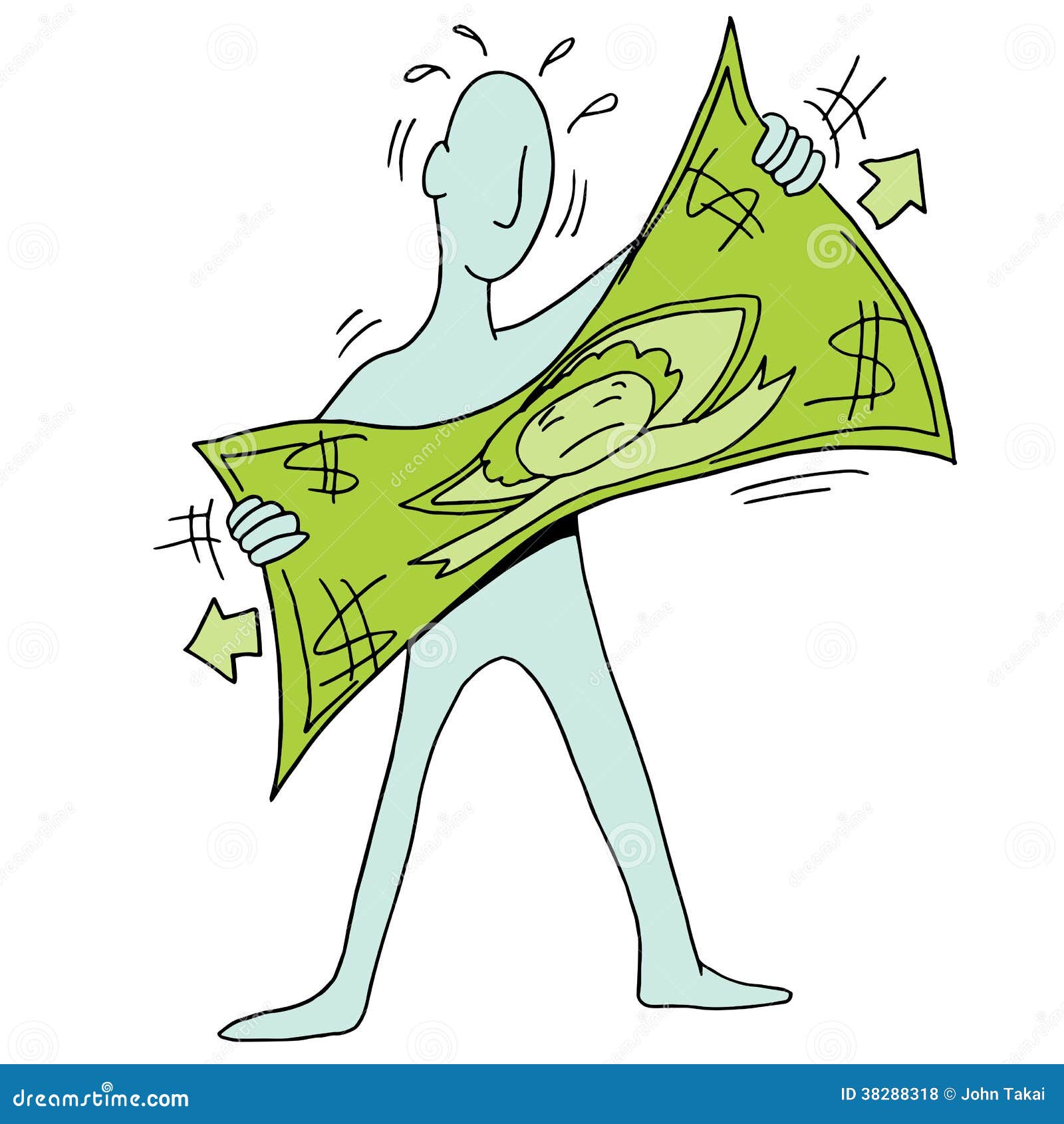Man Stretching Dollar stock vector. Illustration of money - 38288318