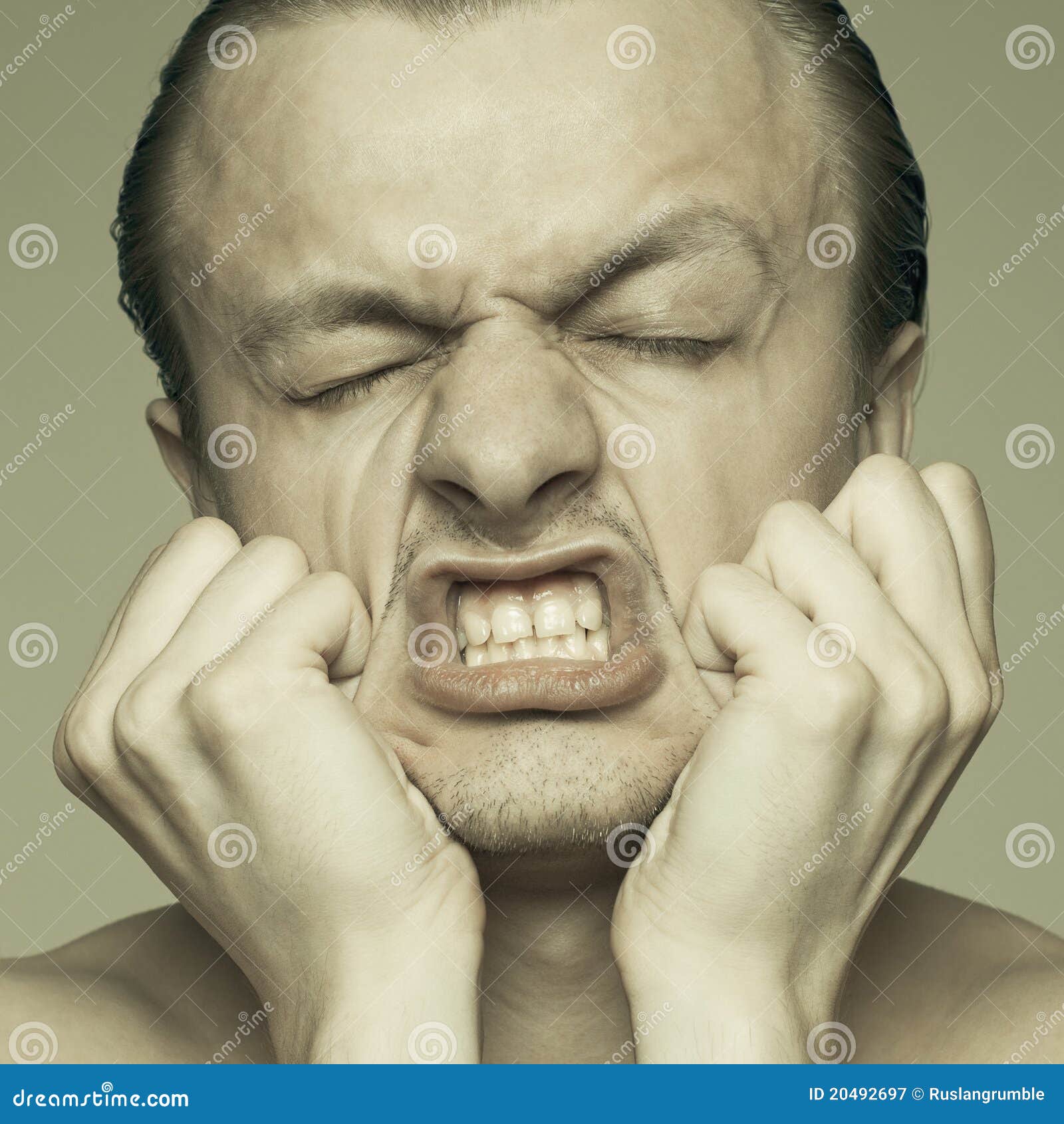 Man stretching his face stock image. Image of caucasian - 20492697